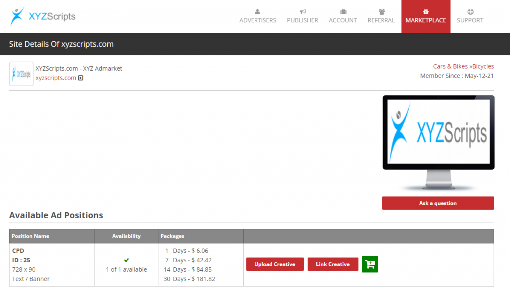 Sponsored Ads (CPD-Cost Per Day) Addon | XYZScripts Help