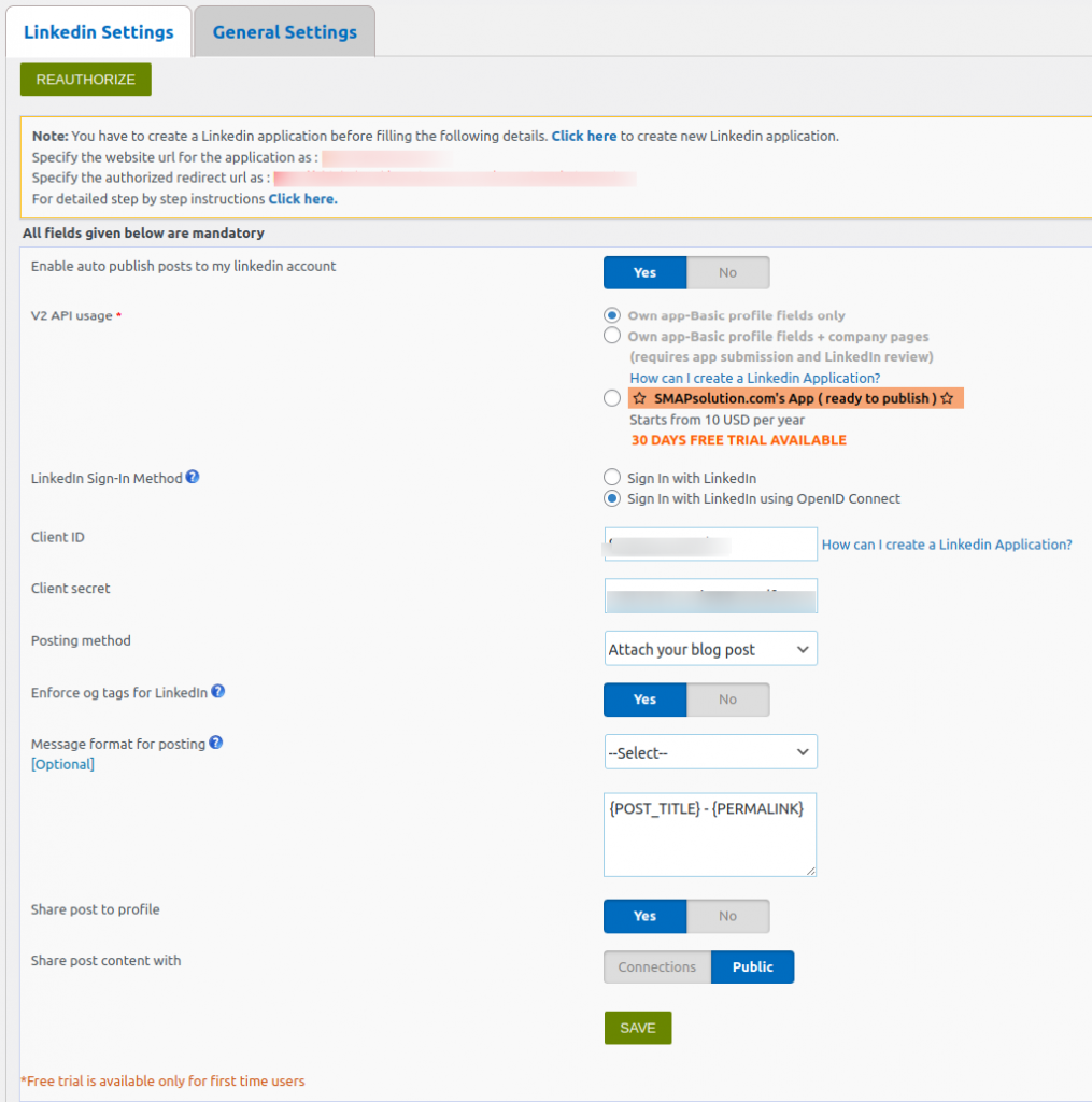 Linkedin Settings | XYZScripts Help