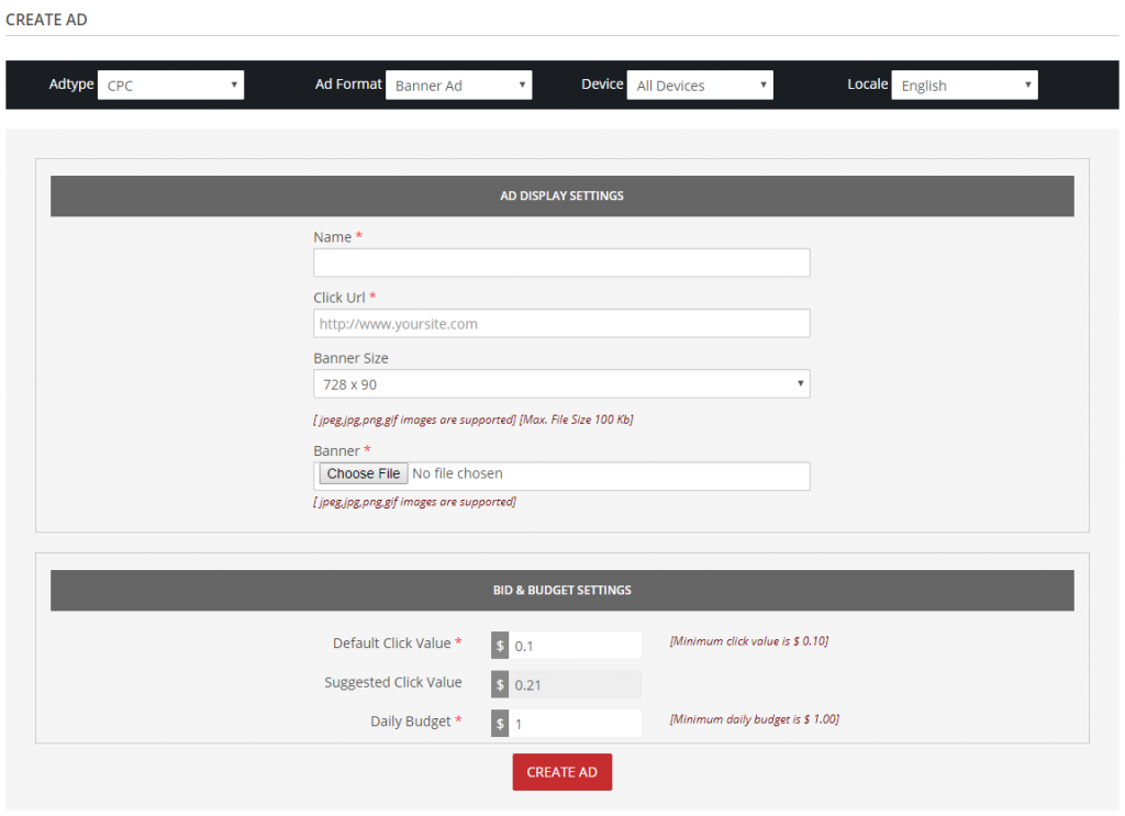 Create Ad | XYZScripts Help