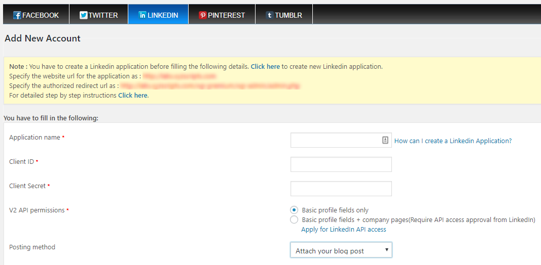 Linkedin Settings | XYZScripts Help