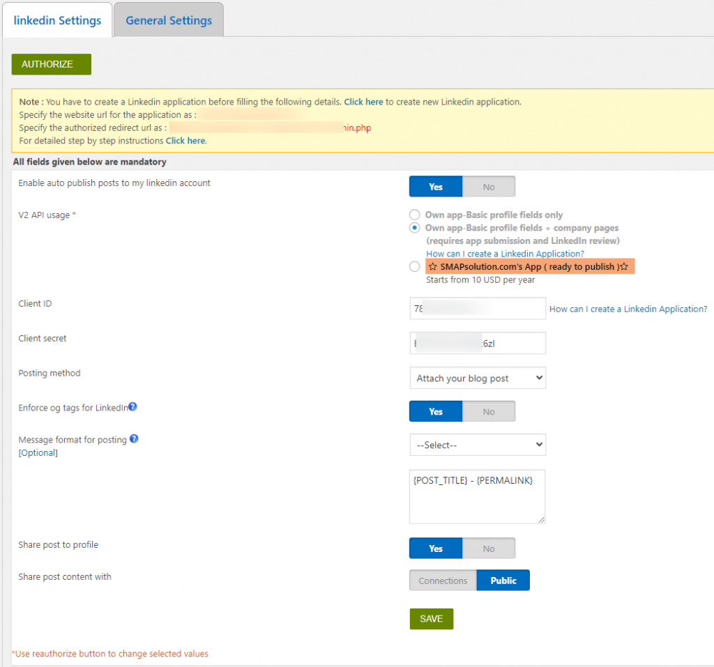Linkedin Settings | XYZScripts Help