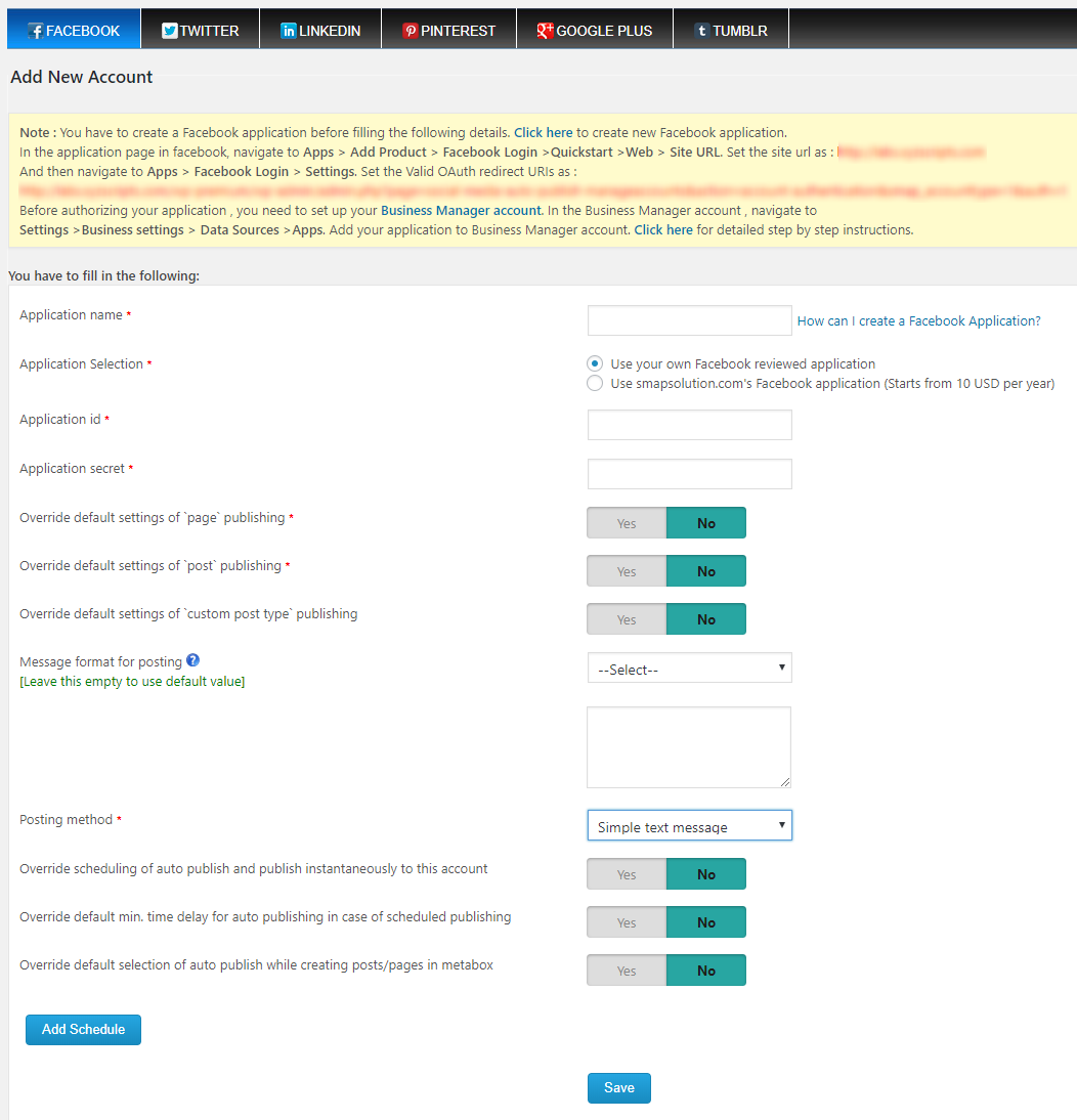 Facebook Settings | XYZScripts Help