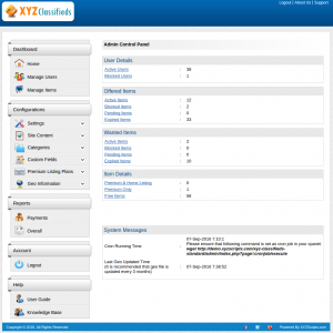 Admin Area – XYZScripts Help