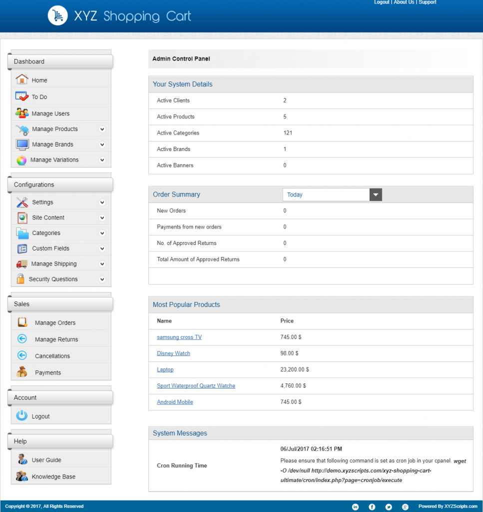 Admin Section | XYZScripts Help