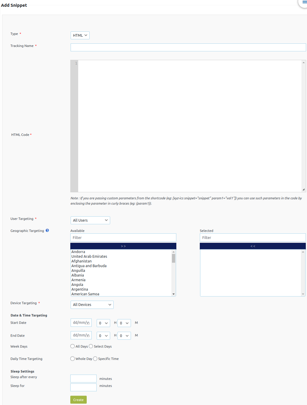 Manage Snippets | XYZScripts Help