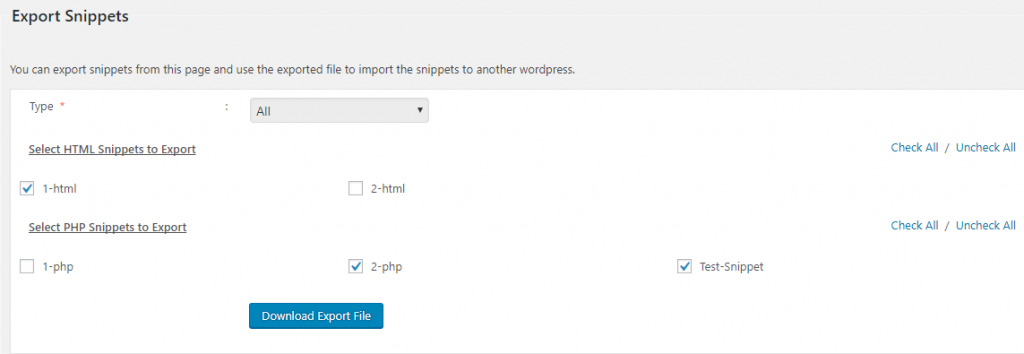 Can I export and Import Snippets in the plugin? | XYZScripts Help