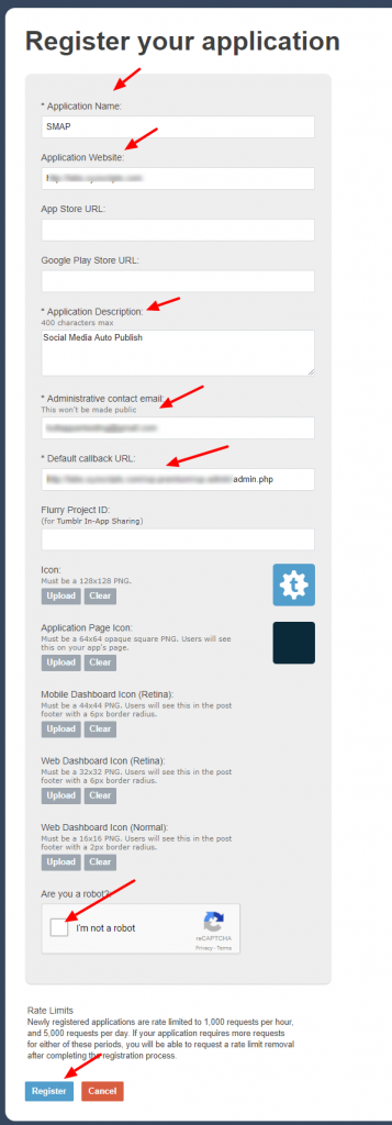 How can I create Tumblr Application? | XYZScripts Help
