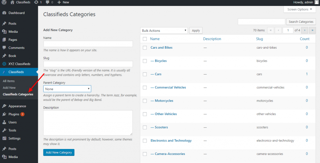 Classifieds Categories | XYZScripts Help