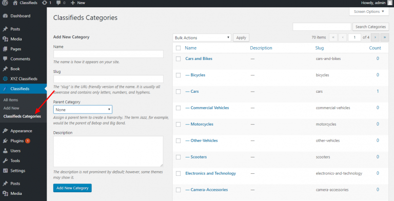 Classifieds Categories | XYZScripts Help