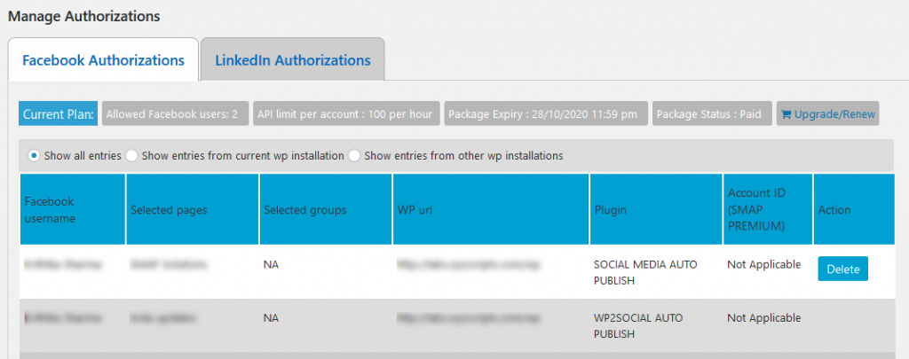 Manage Authorizations – XYZScripts Help