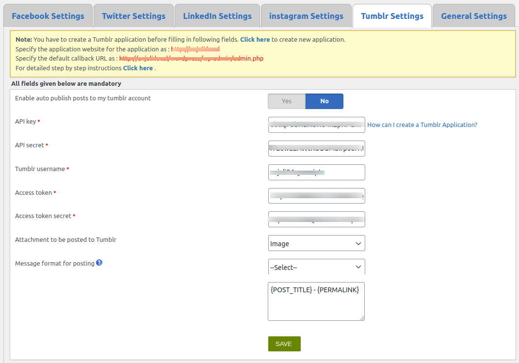 Tumblr Settings | XYZScripts Help